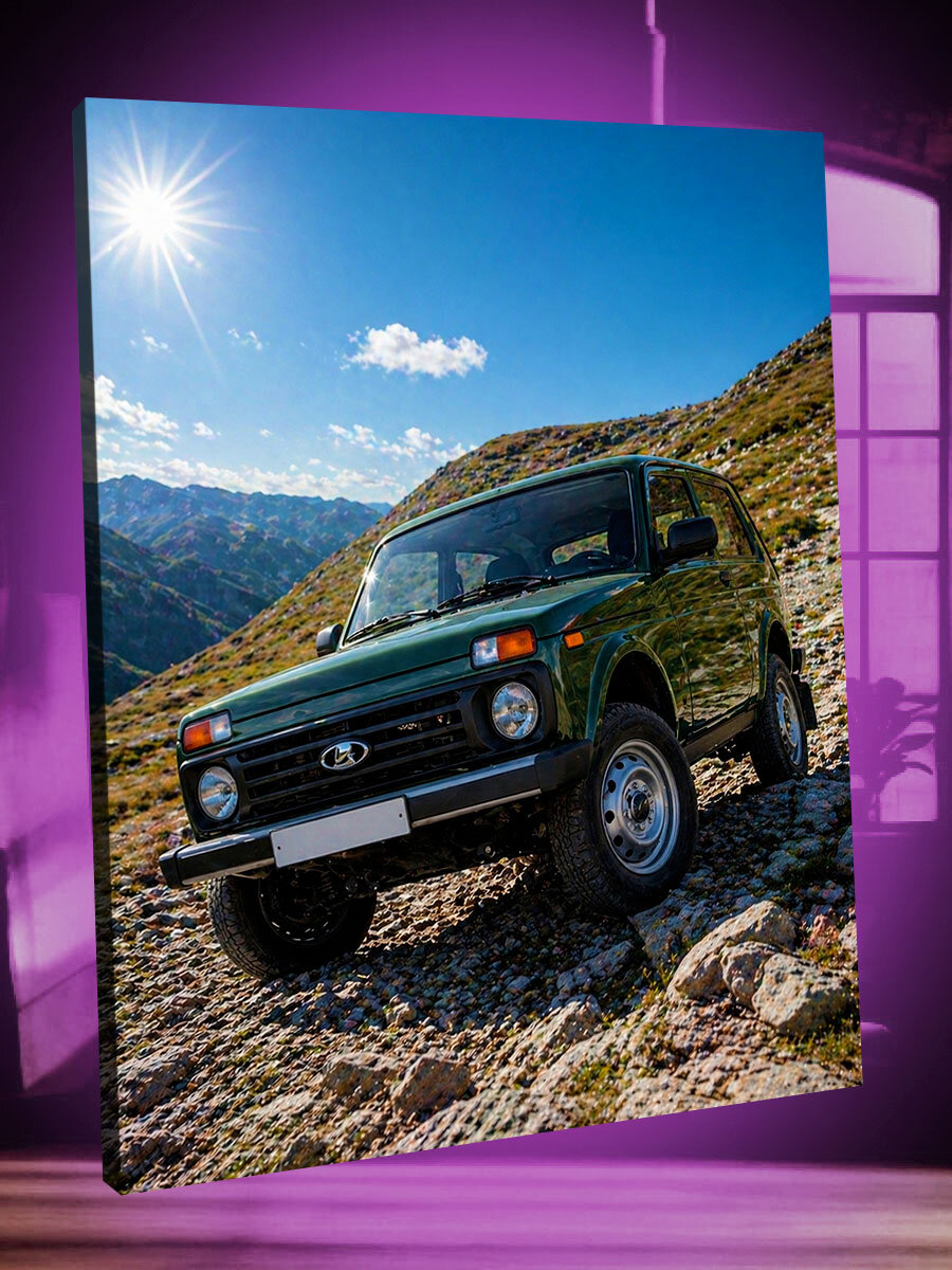 Интерьерная картина Lada Niva Legend зелёного на бездорожье