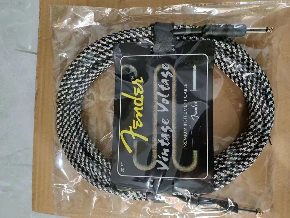 Премиум гитарный кабель желтый 6 метра 6.3 jack Fender Vintage Voltage, шнур для для электрогитары, электроакустической, провод для комбика.