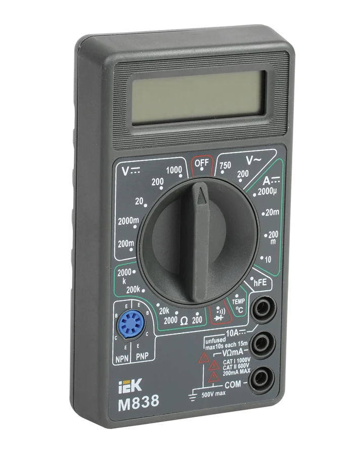 Цифровой мультиметр IEK TMD-2S-838 Universal M838, черный, CAT II