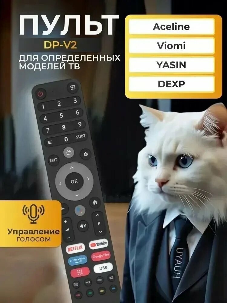 Голосовой пульт DP-V2 для телевизоров DЕXP, Viomi, YASIN и Aceline HBT028