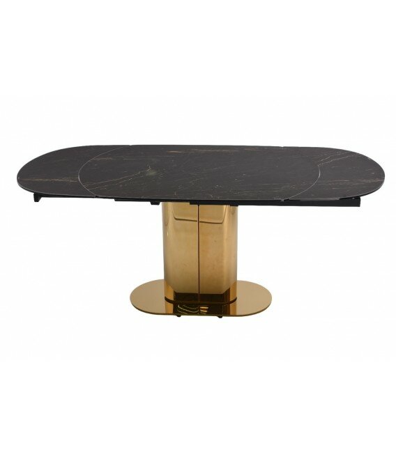 Стол обеденный раскладной Атриум-2 MC3035-120B, 120(30+30)х90х77 см, черная керамика