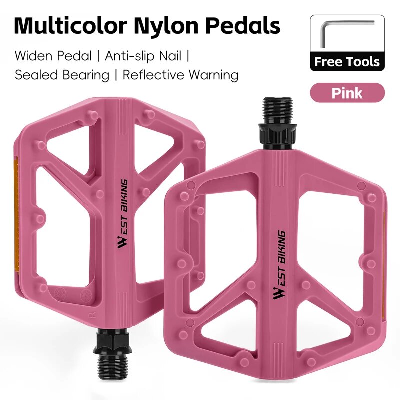 Велосипедные педали West Biking DU нейлон Розовый, Pink