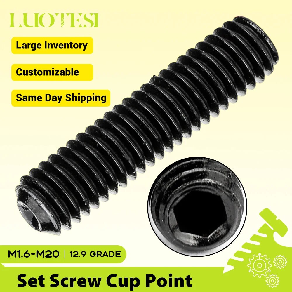 LUOTESI Винты М2-M12 12.9 черный углеродистая сталь DIN916 M2 50pcs, 12mm