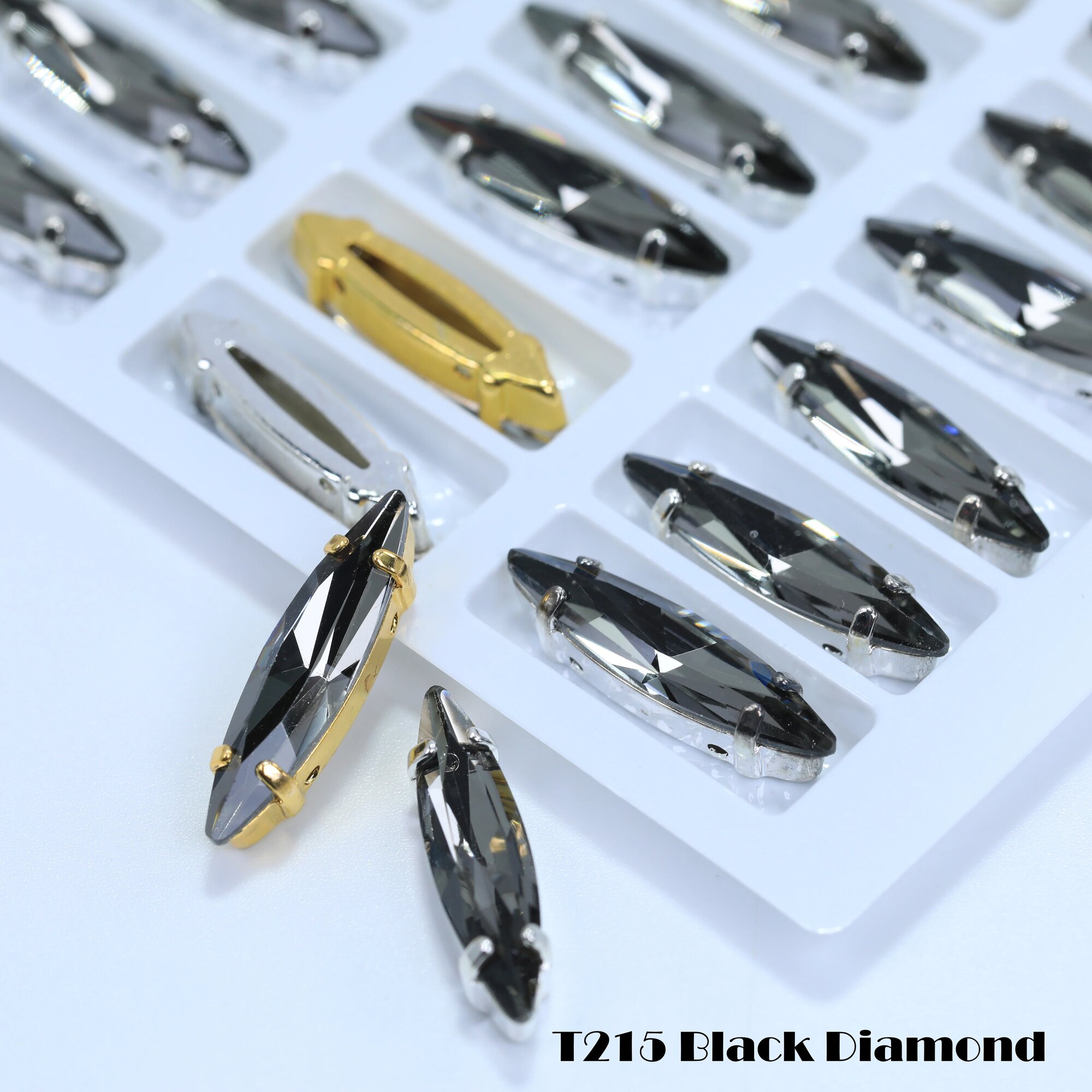 Стразы глаз сфинкса для декора Gold, 18Pcs 9.5mm35mm, T215 Black Diamond