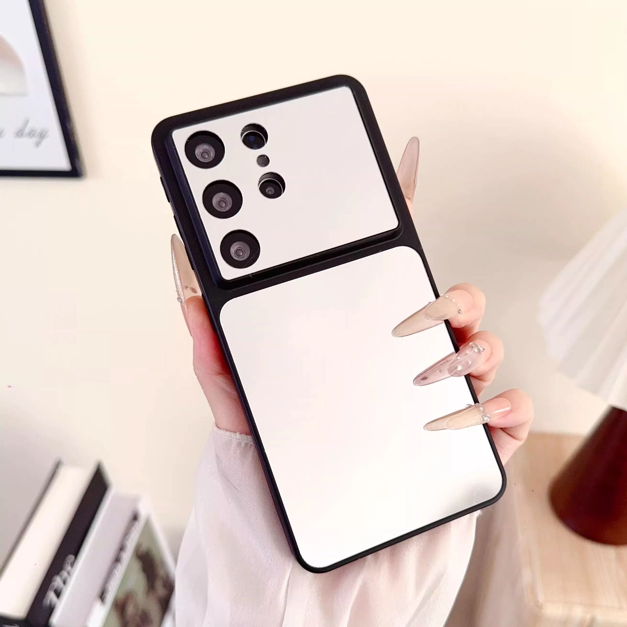 Зеркальный чехол для Samsung Galaxy S25 Ultra, черный, белый