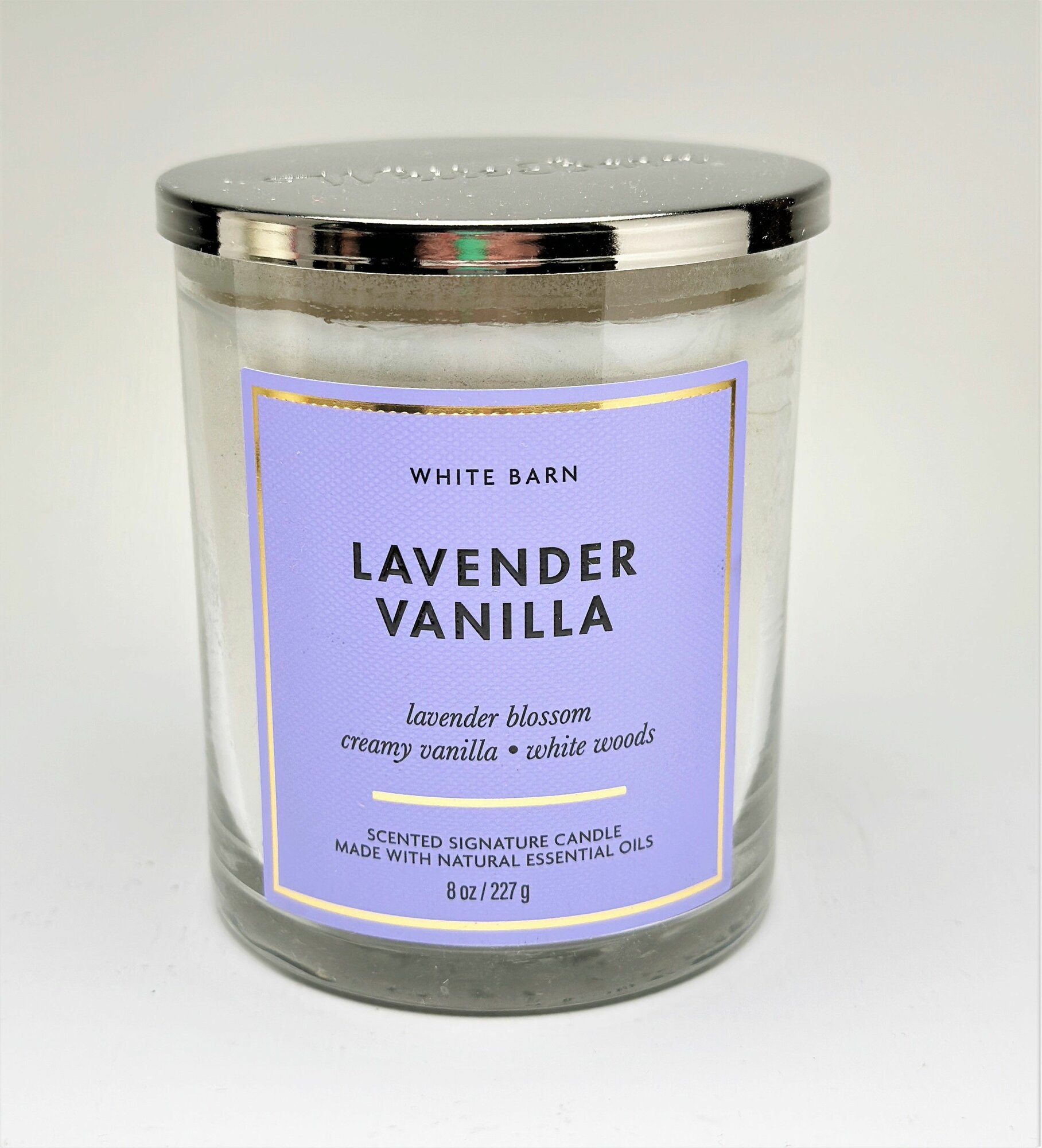 Bath And Body Works ароматическая свеча с 1 фитилем Lavender Vanilla Лаванда и Ваниль (227грамм)