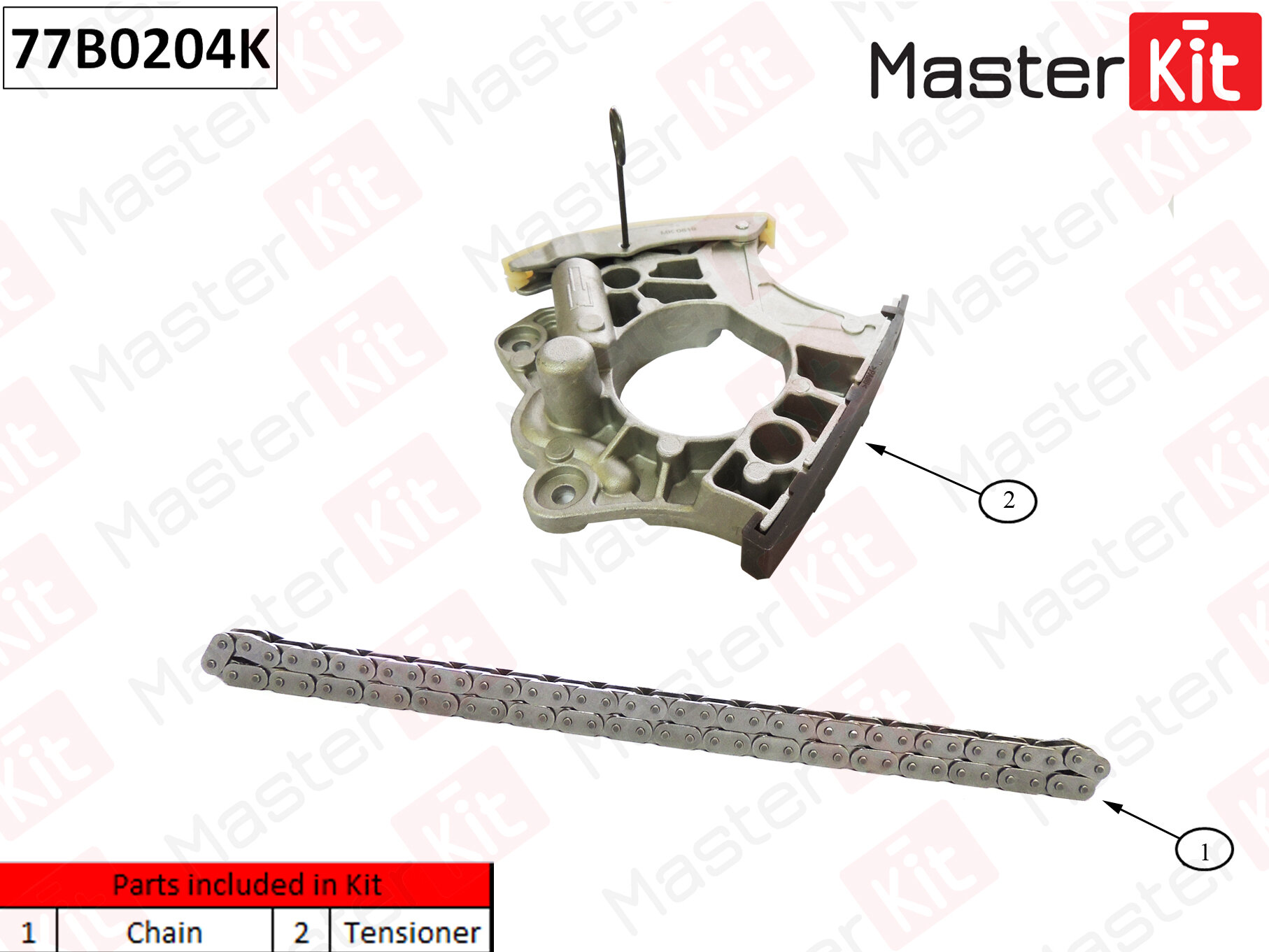 Комплект цепи привода распредвала VAG CAJA, CCAA, CEUC, CAKA, CCBA, CAKA, CCBA, MASTERKIT 77B0204K