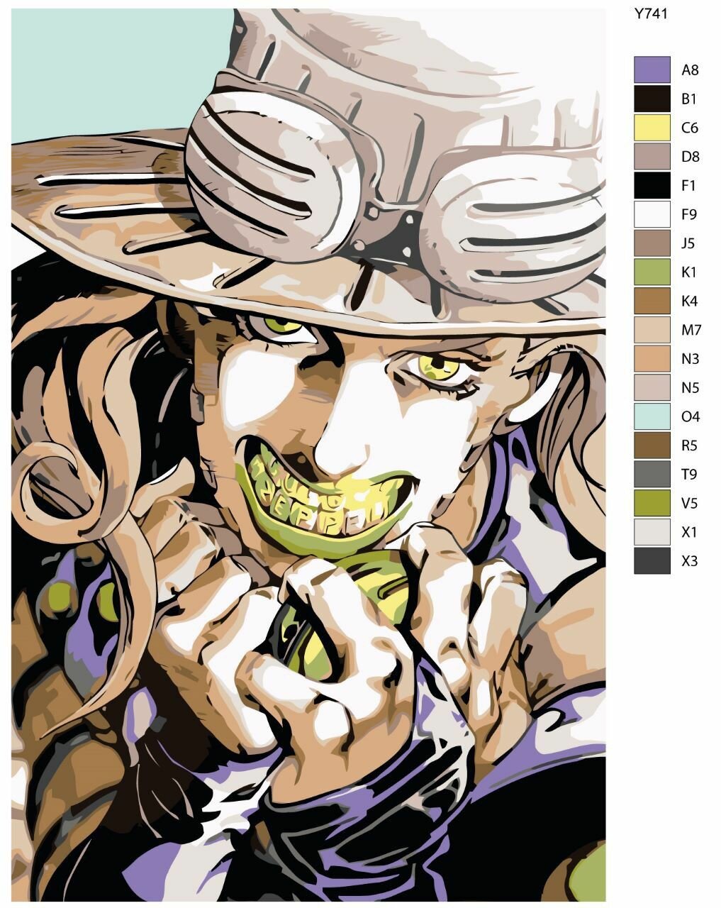 Картина по номерам Y741JoJo "Аниме Невероятные приключения ДжоДжо. Джайро Цеппели" 70x110 см
