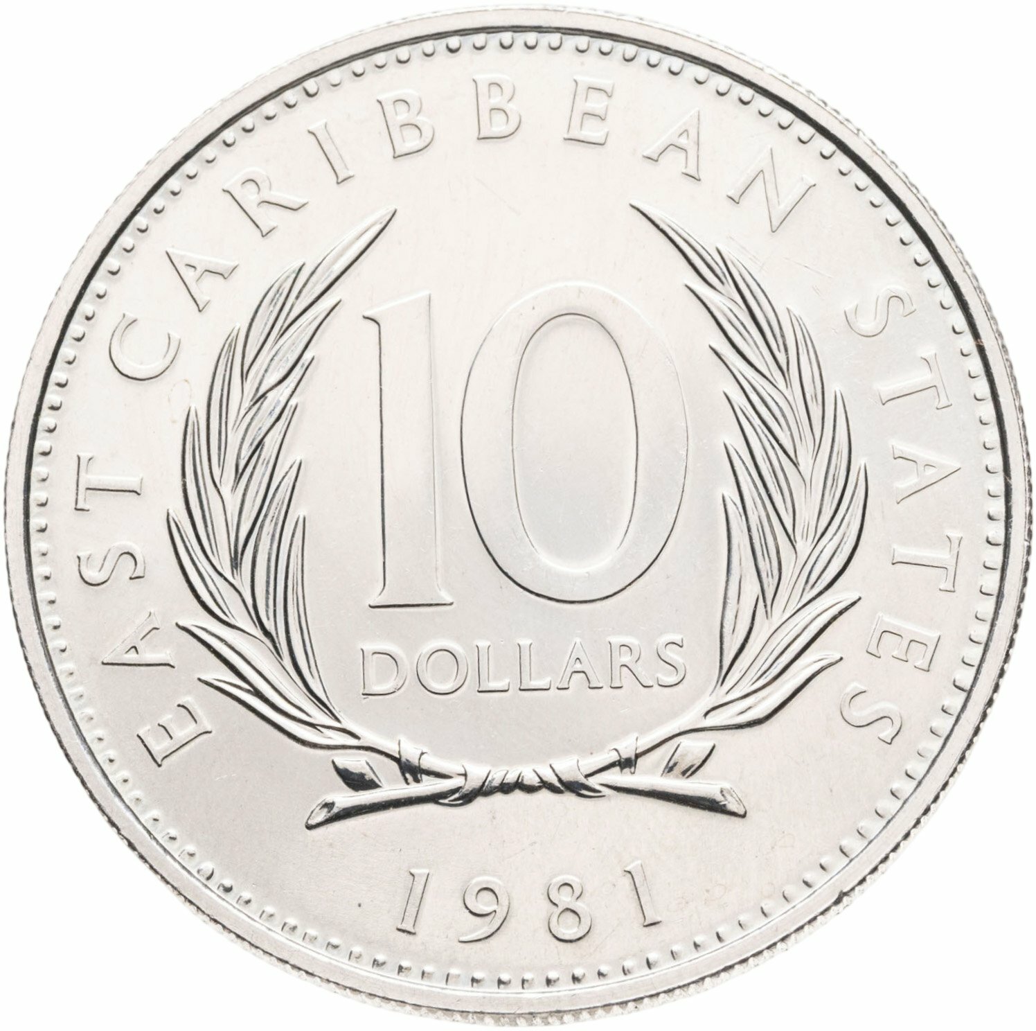 Восточные Карибы 10 долларов dollars 1981 "ФАО - Всемирный день продовольствия", Мельхиор медь-никель, в сохранности BUNC