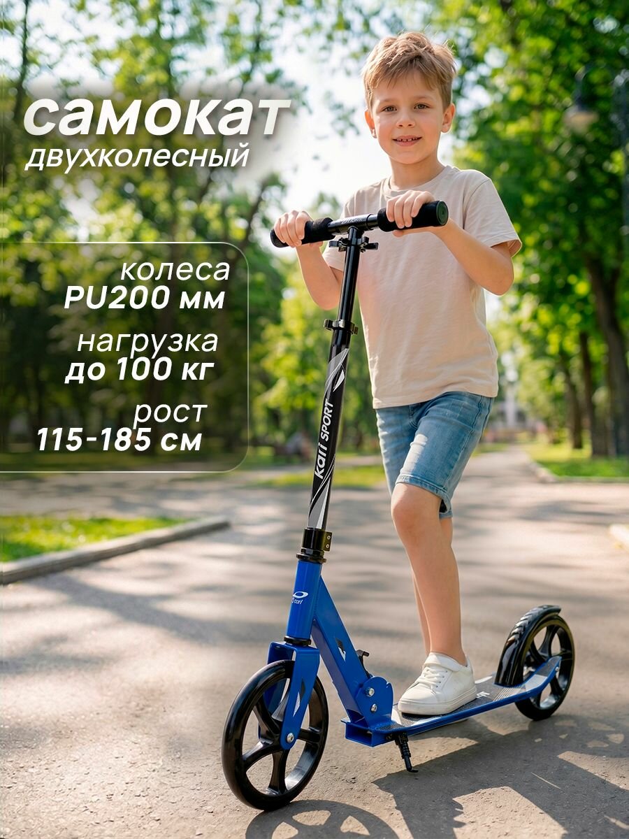 Самокат двухколесный, складной с подножкой Kari
