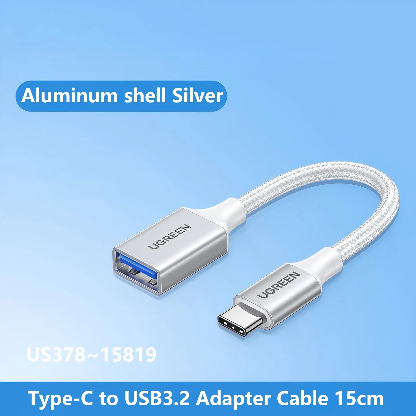 Адаптер UGREEN Type C на USB 3.2 OTG, конвертер USB-C для передачи данных, совместим с US378-Silver