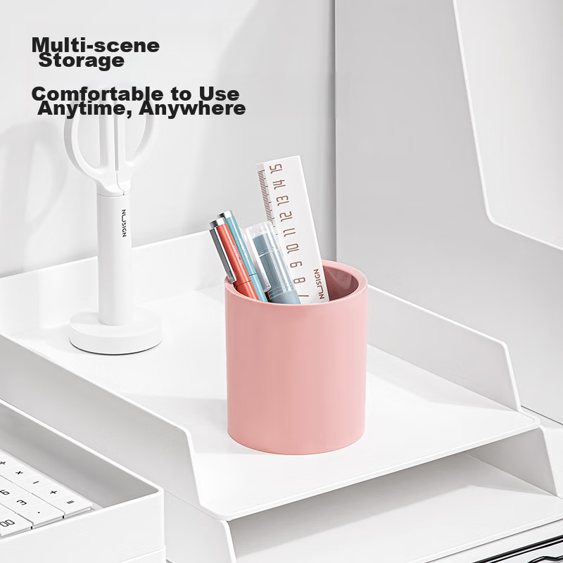 [Back to School Essential] NUSIGN Round Office Pen Holder, German Creative Design, Office Supplies, Desktop Organizer Storage, Cherry Blossom Pink NS023