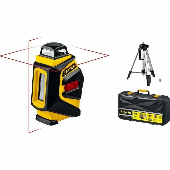 Нивелир лазерный линейный со штативом в кейсе SL360-2 Professional STAYER 20 м