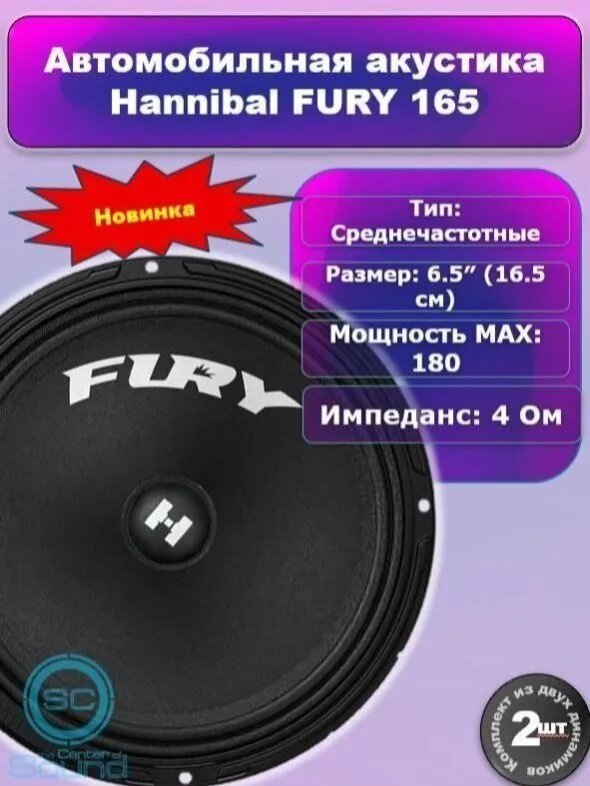 Динамики автомобильные ALPHARD Hannibal FURY 165 /16,5 см Эстрадные колонки для машины
