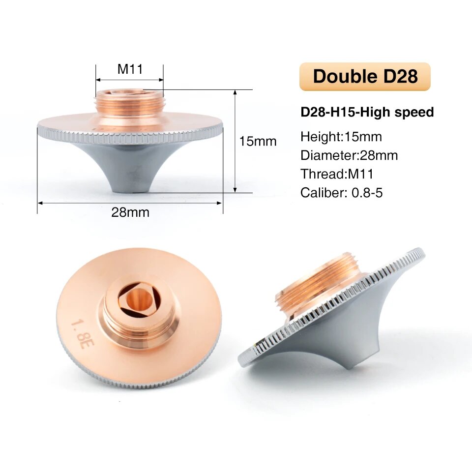 Лазерное сопло D28 M11 H15, 1.8 мм, Double
