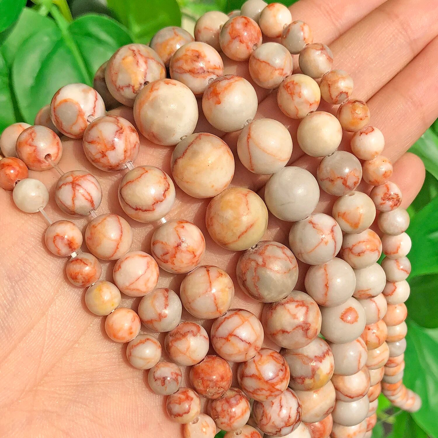 Бусины из натурального камня GMB724 4 6 8 10 мм 8mm approx 46pcs, red web jasper