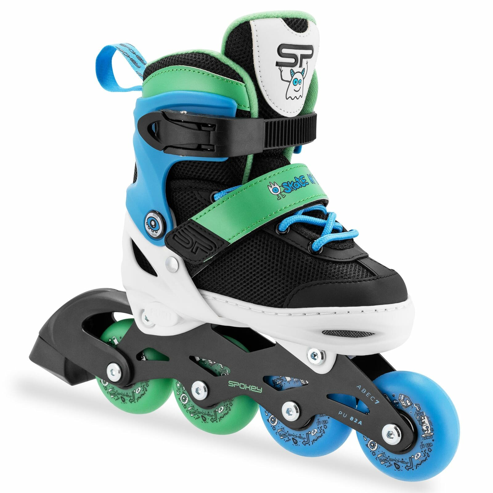 DECATHLON Ролики Spokey Joy, 31/34, черный синий зеленый