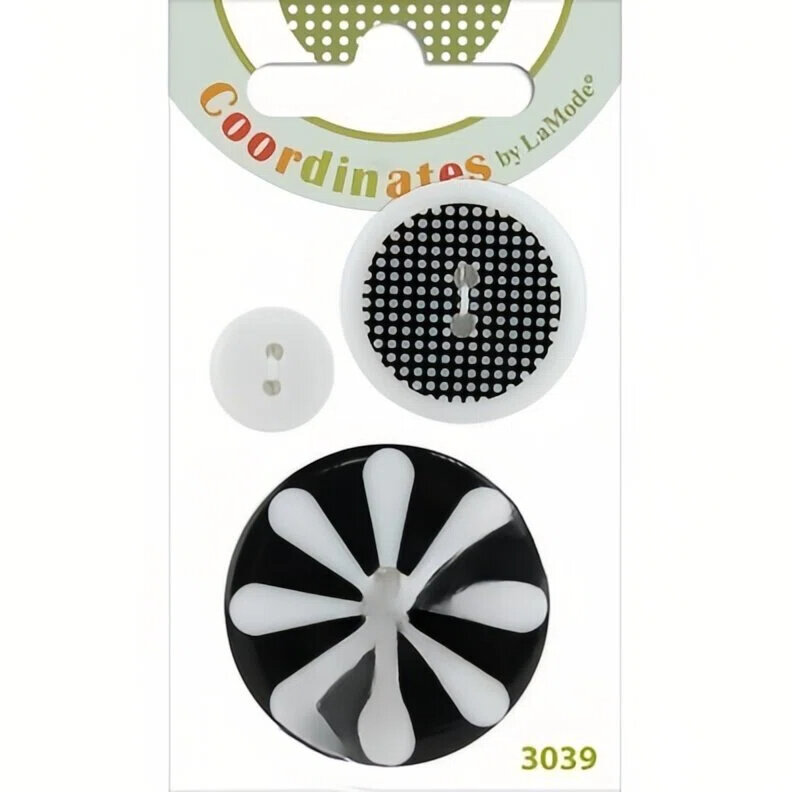 Пуговицы BLUMENTHAL LANSING "Coordinates III", черно-белые, 3 шт