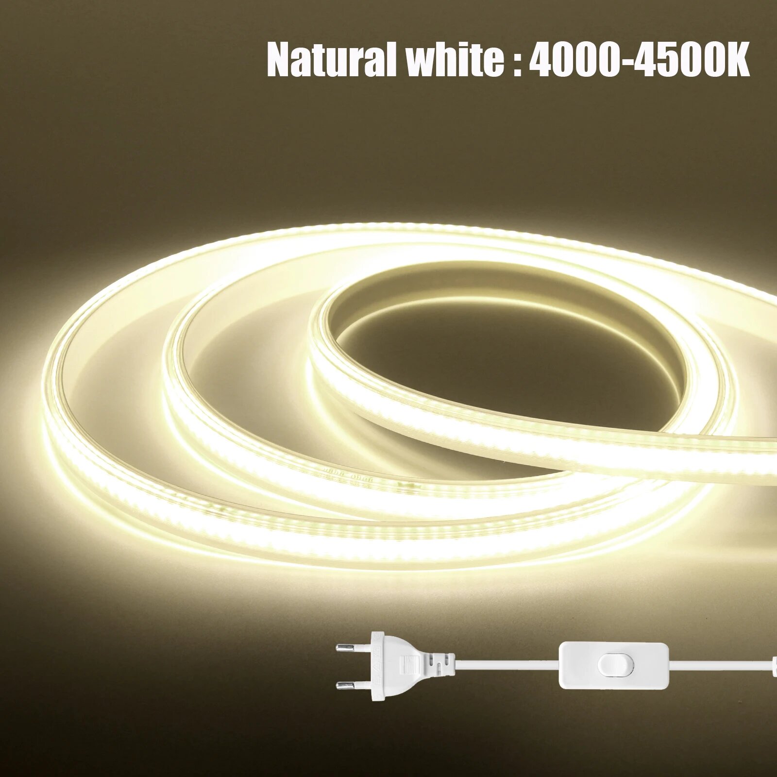 Светодиодная лента COB теплый/нейтральный белый свет 288 LEDs/м 220V Natural White, 5m