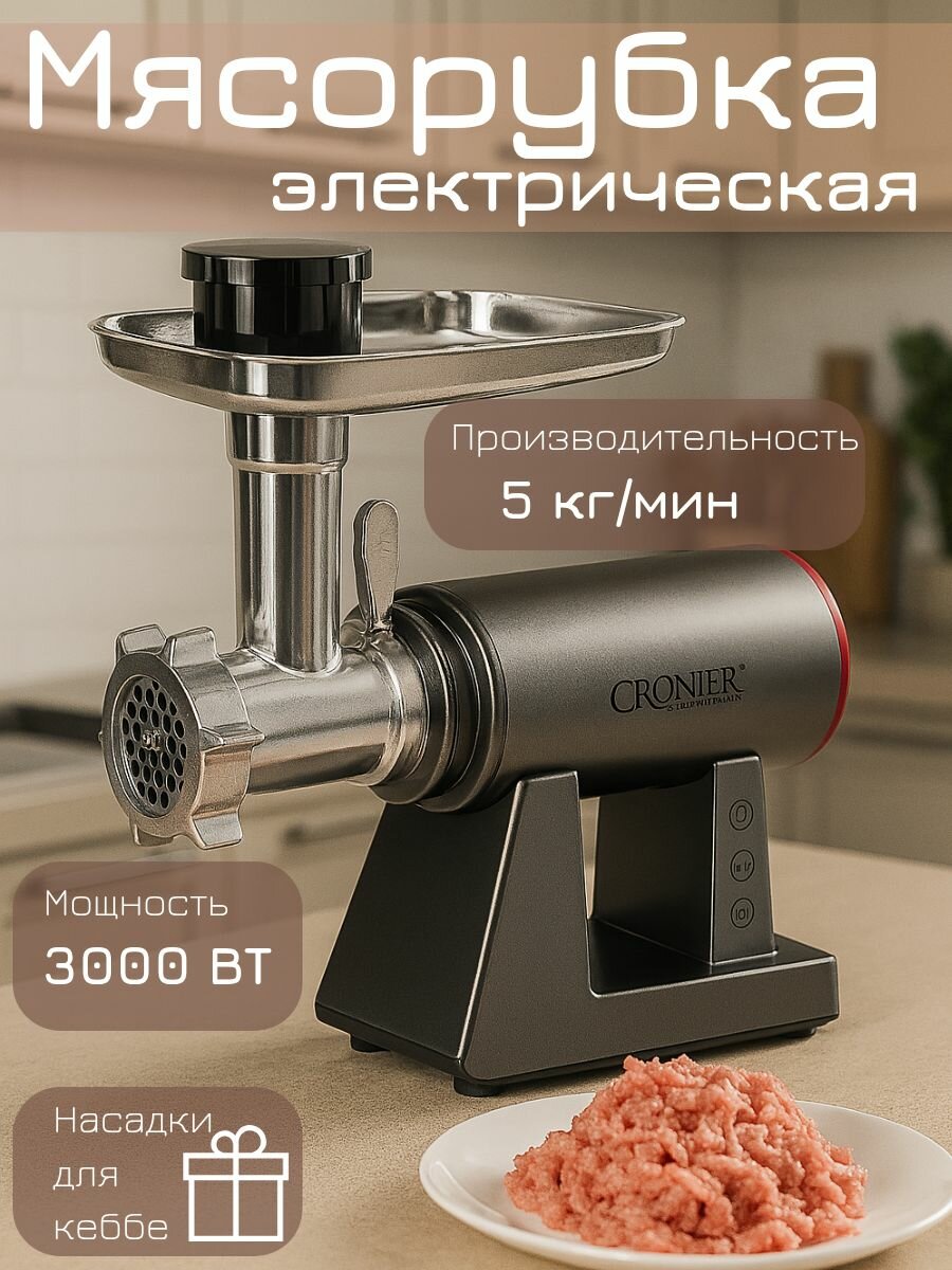 Мясорубка электрическая с насадкой для колбасок