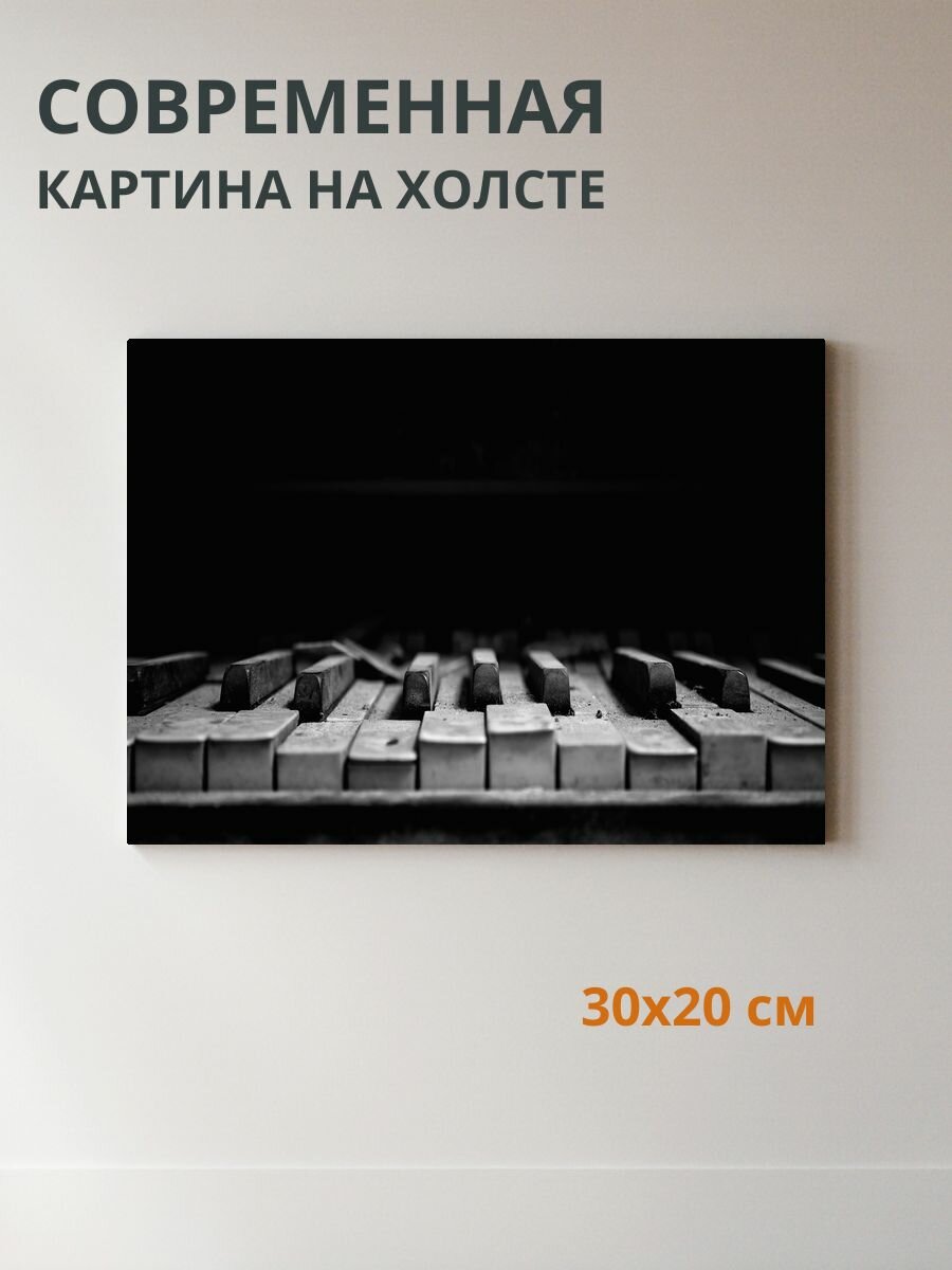 Картина на холсте Старые клавиши пианино 30x20 см
