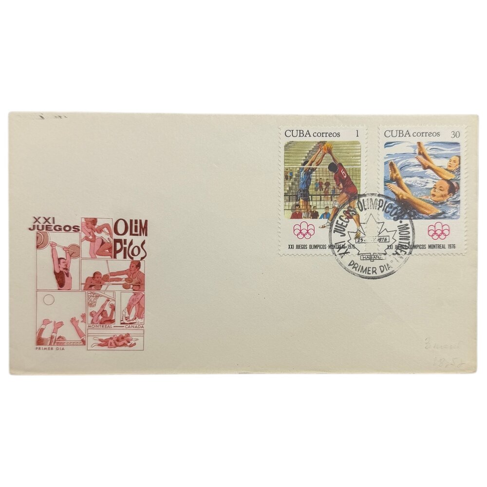 Конверт первого дня (КПД) "XXI летние Олимпийские игры, Монреаль 1976" 1976 г. Куба (25.06) (Вид 1)