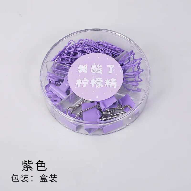 Металлические зажимы для бумаги, набор из 80 штук purple