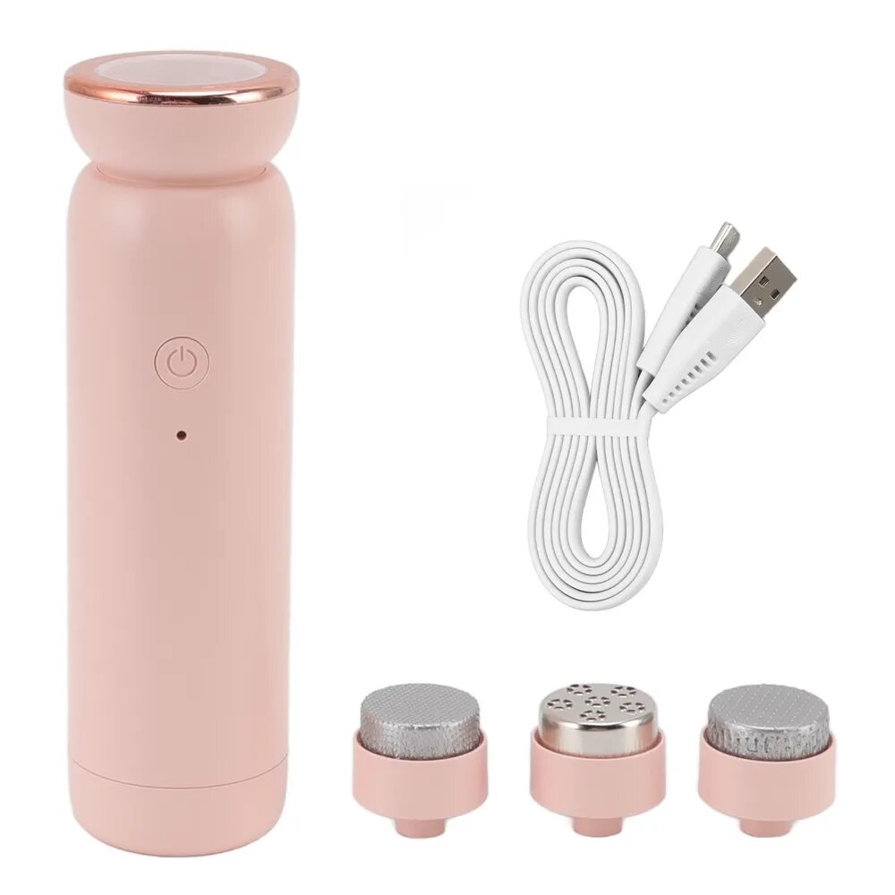 Электроинструмент для мозолей, 5 скоростей, USB, с 3 насадками, розовый