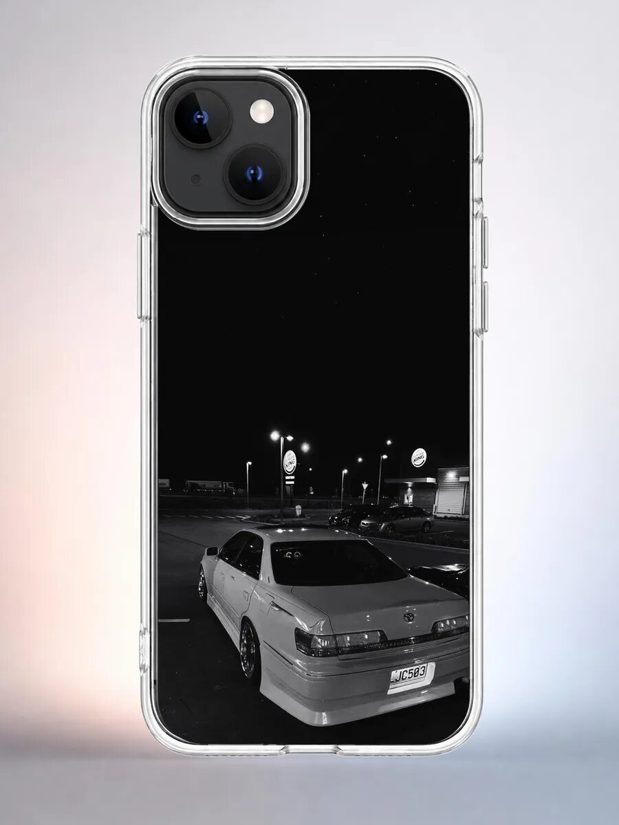 Чехол iPhone 14 Toyota Chaser ночью силиконовый прозрачный