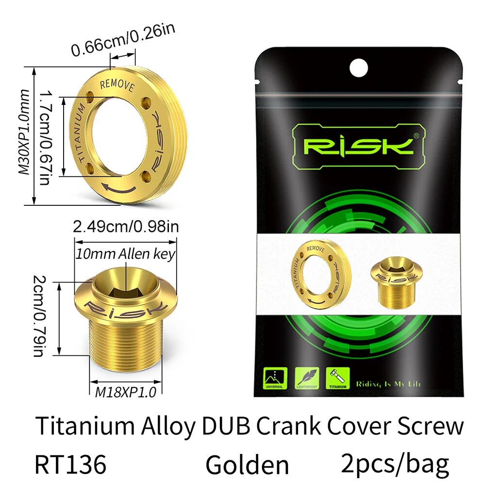 Болт кривошипа RISK титановый SRAM NX-GX-XX1-EAGLE Gold