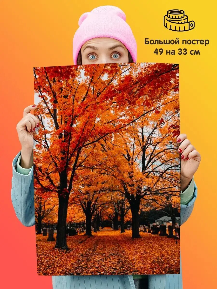 Постер Осень желтые листья дуб