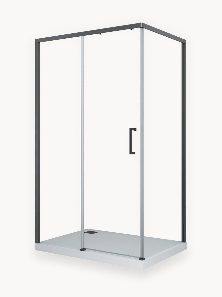 Душевой уголок Ceruttispa Vito110B-L (80x110x195), без поддона, профиль черный, стекло прозрачное