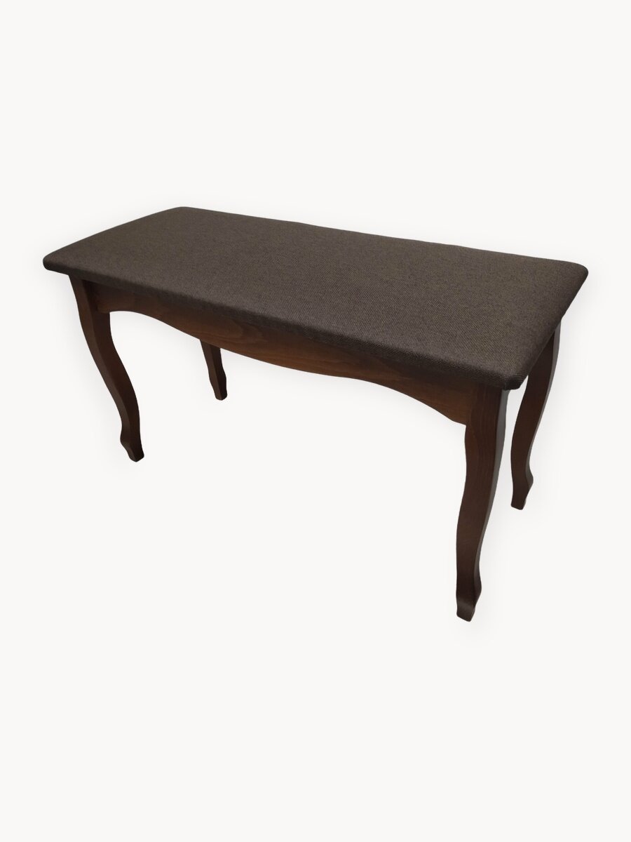 Банкетка из бука, размер 80см х 33см х45 см, лак, цвет орех старинный, ткань шоколад