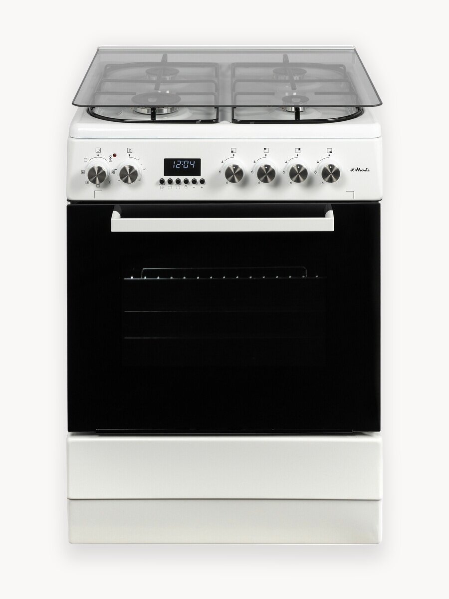 Газовая плита, 60 см, Газ-контроль; Электрическая духовка, 50-300 С, Конвекция, Разморозка, il Monte FO-GE6031