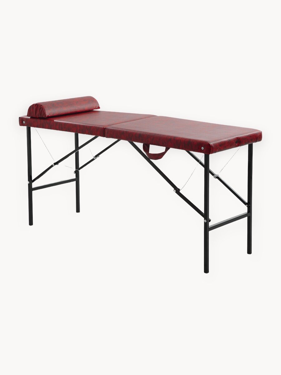 Массажная кушетка Драголит, красная, складная, с полуваликом, 150x50х70 см