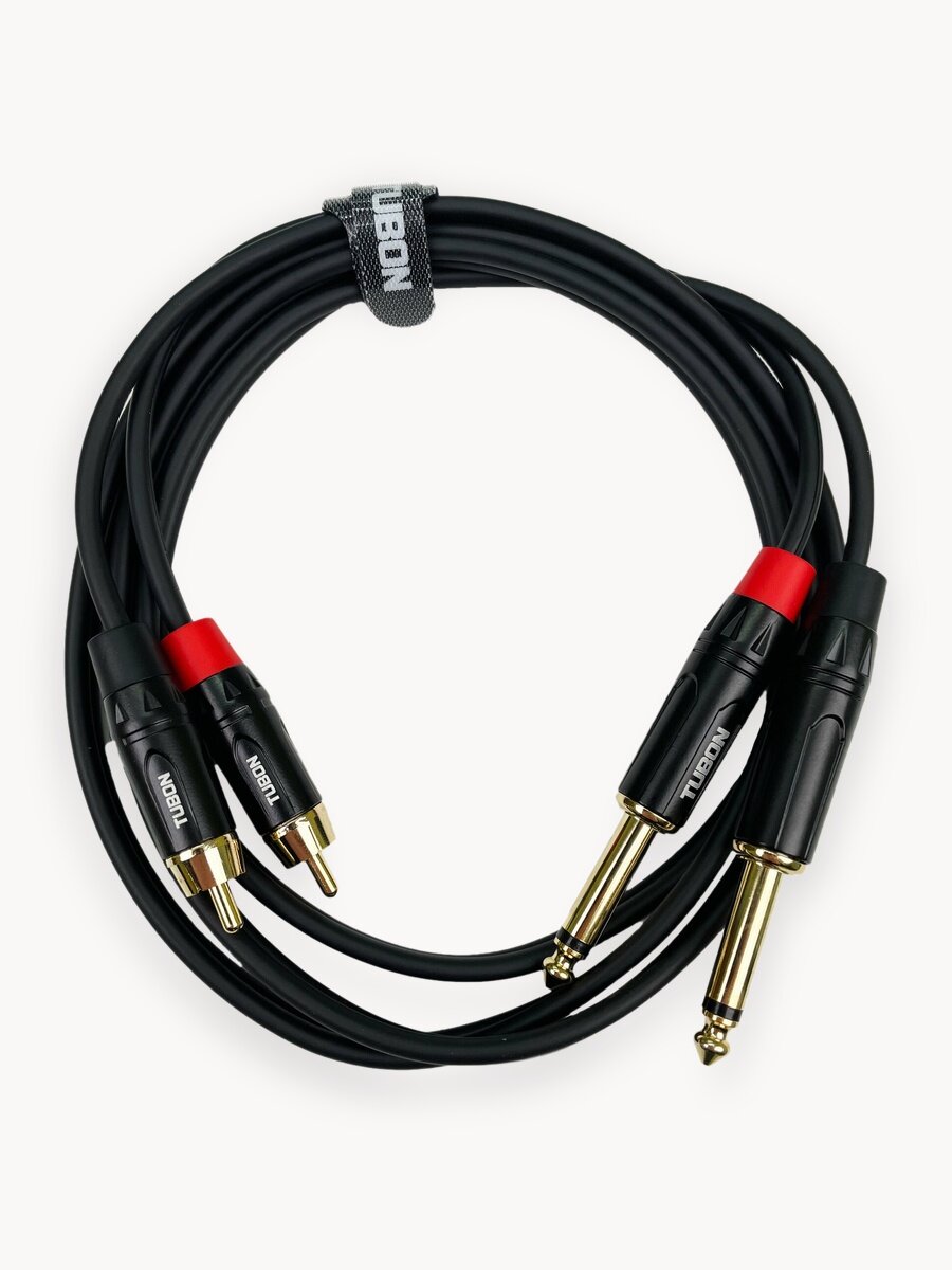 Кабель TUBON Аудио межблочный 2 x 6.3 мм jack (M) Mono - 2 x RCA (M) OD4.0 ПВХ 2J2R001 1.5м