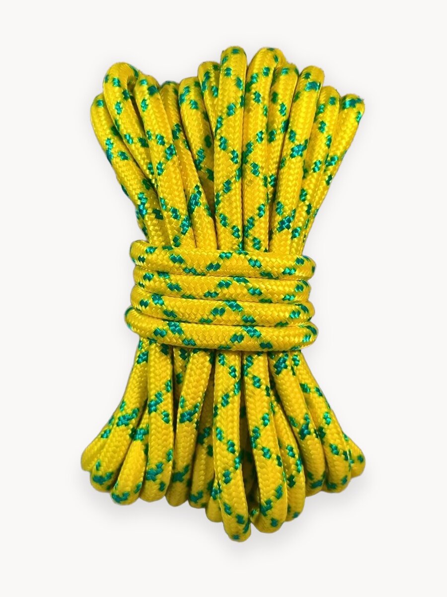 Веревка туристическая 10 мм 30 м желтая. Шнур полипропиленовый плетеный с сердечником