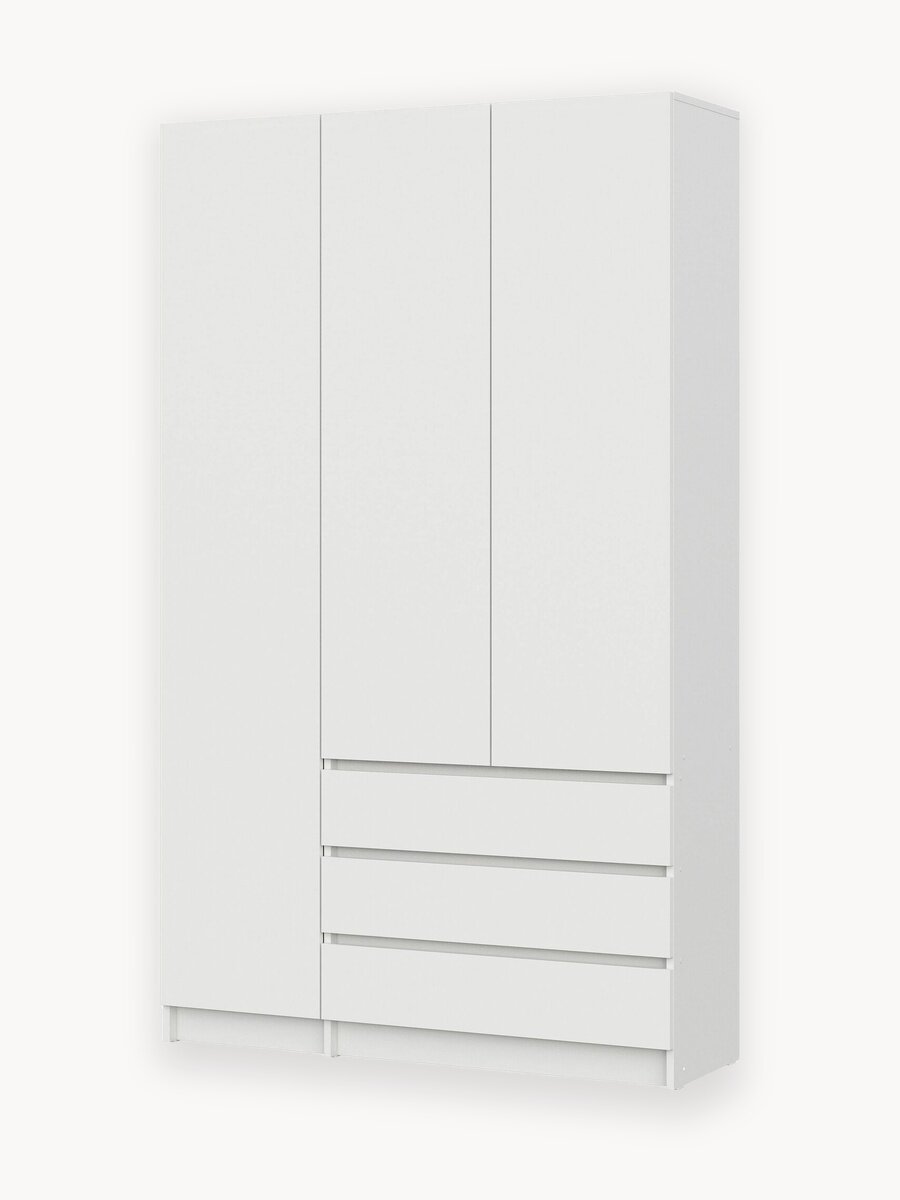 ARNIKA Шкаф распашной с ящиками, для одежды, 120х38х200см, белый