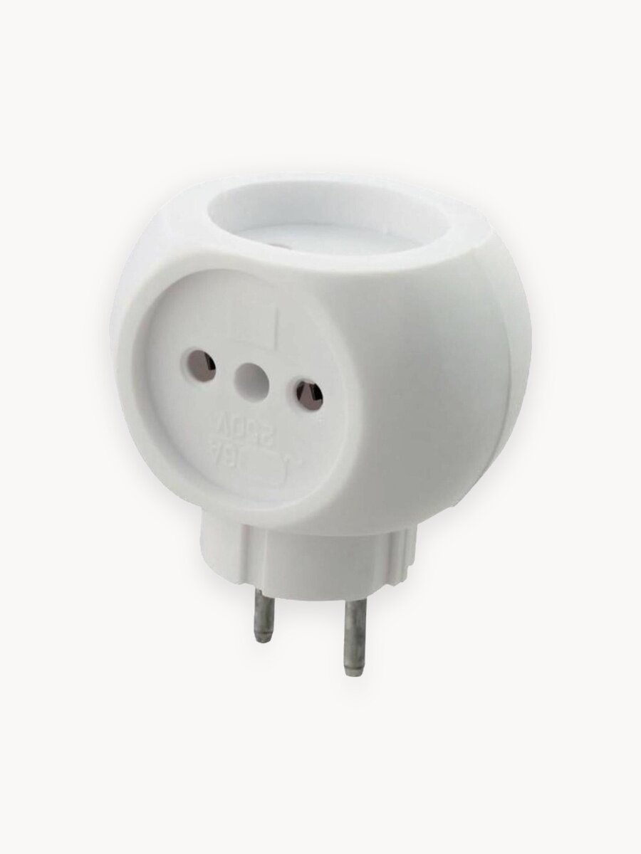 Тройник Volsten РВ-043 Si 1/3C-Wh, белый, 3 гнёзда, 16A, 3500Вт