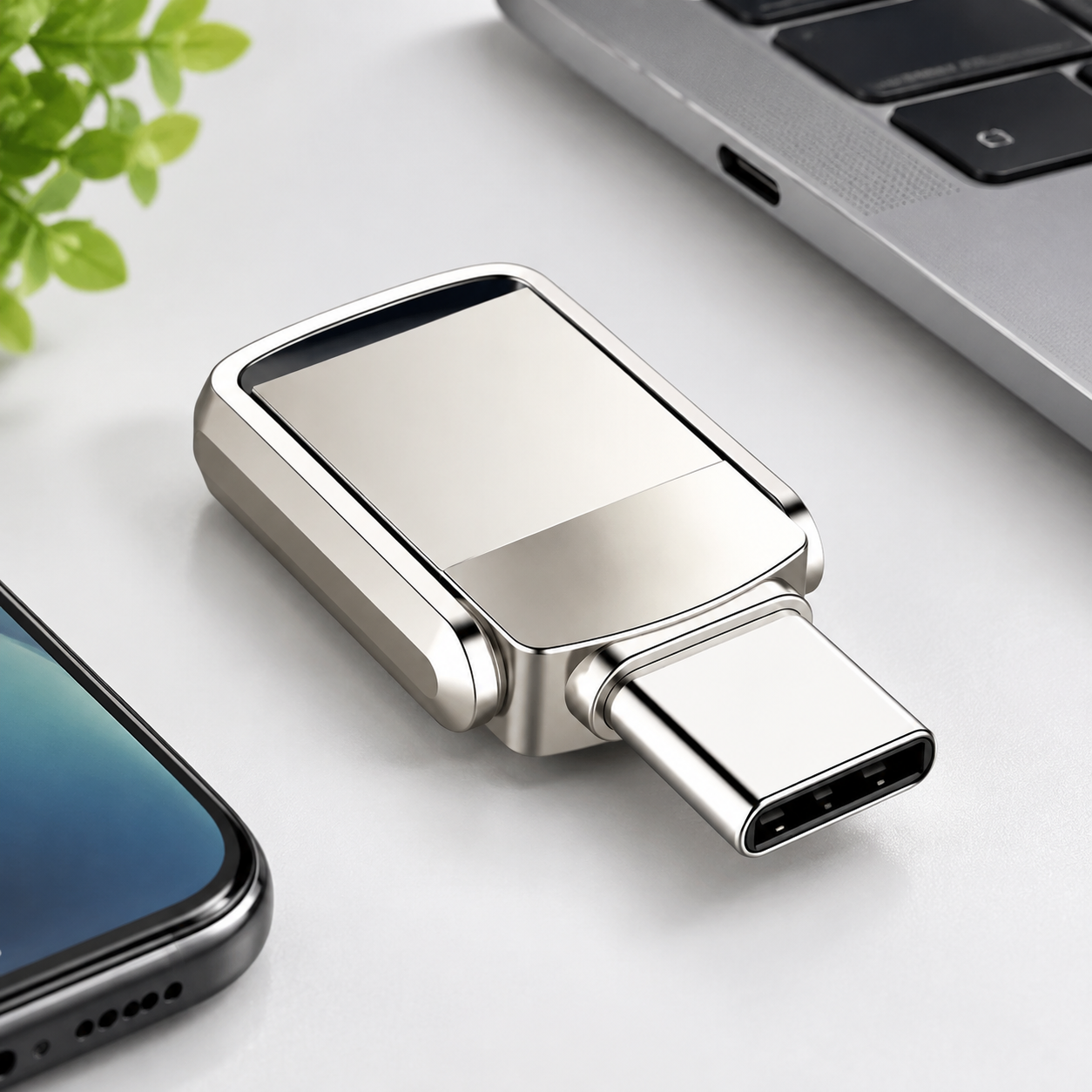 USB-накопитель Type-C 2ТБ, OTG (Цвет товара: серебристый)