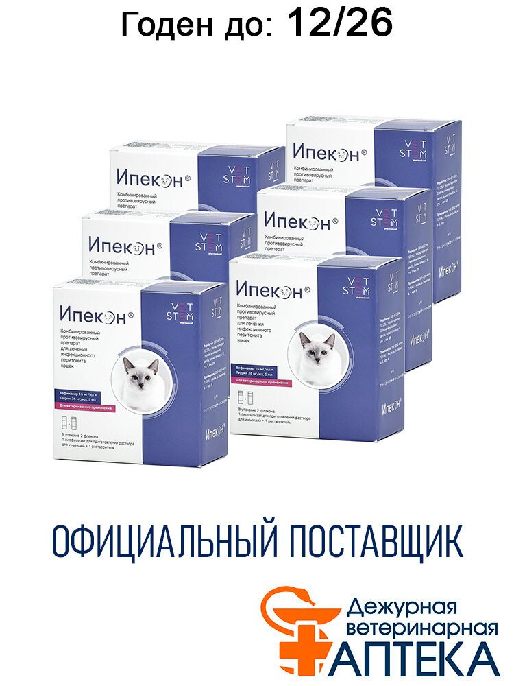 Ипекон, (6 упаковок) инъекционный раствор 16 мг/мл порошок+растворитель, фл. 5 мл