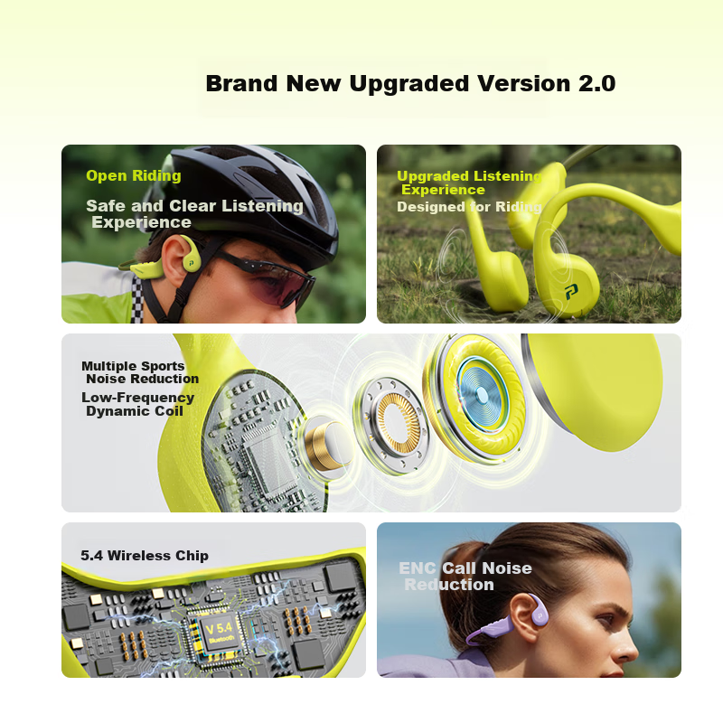 POLVCDG X1 Bone Conduction Headphones Sports Wireless Bluetooth Headphones Open-Ear Professional Running Cycling Outdoor Hanging Ear Long Battery Life Waterproof Sweatproof Anti-Drop