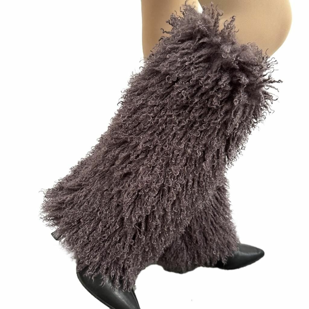 Шерстяной чехол для ботинок на волосатую ногу-темно-кофейный