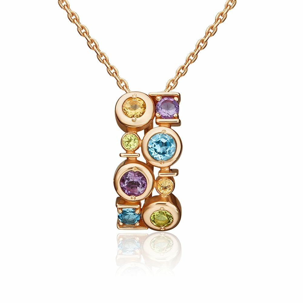 Подвеска, красное золото, 585 проба, хризолит, аметист, топаз, цитрин