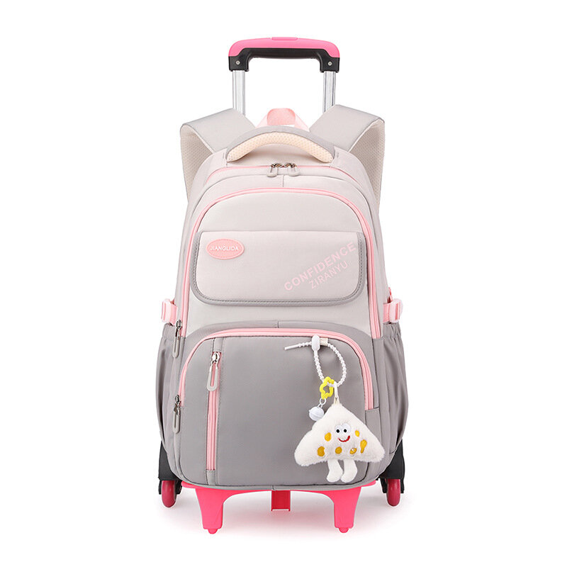 Школьная сумка на тележке для средней школы Natural Fish с третьего по шестой класс для девочек начальной школы, легкий рюкзак большой вместимости для восхождения по лестнице