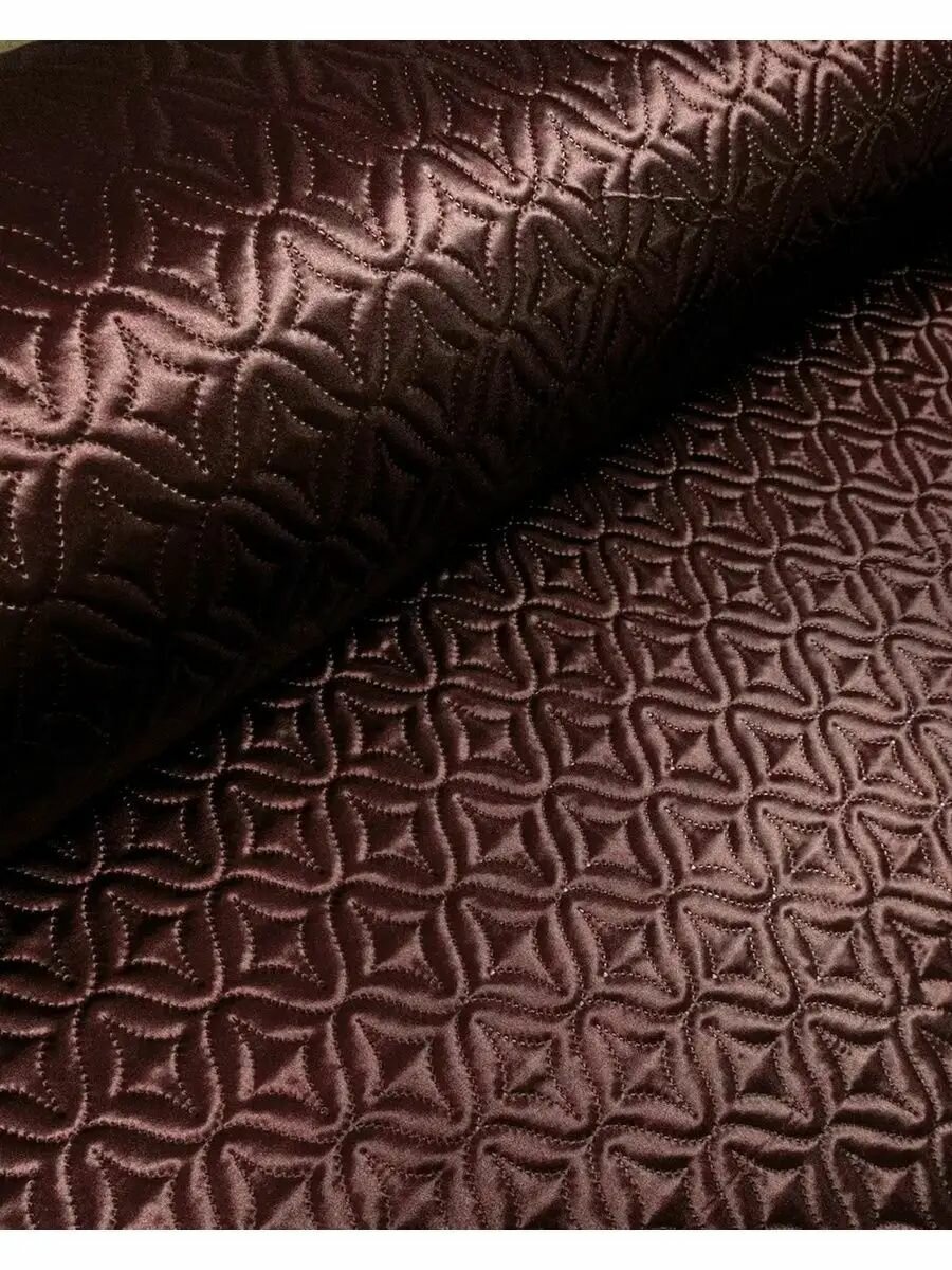 Ткань термостеганая атлас+синтепон для покрывал, ш-150 см, цвет коричневый, отрез 2,15 метра