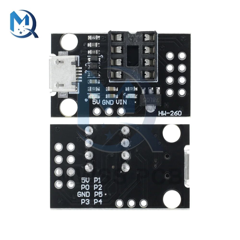 Плата программирования разработки ATTINY, Подключаемая плата разработки ATtiny13A / ATtiny25 / ATtiny45 / ATtiny85 DIP-8 pin