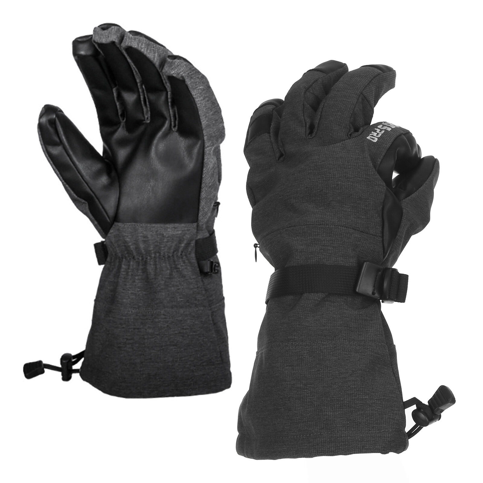 Перчатки для горных лыж водонепроницаемые ветронепроницаемые зимние тепловые перчатки для открытом воздухе тепловые варежки с сенсорным экраном полус пальчатые варежки для защиты от холода для лыжных занятий вождения бега велосипедного спорта черный