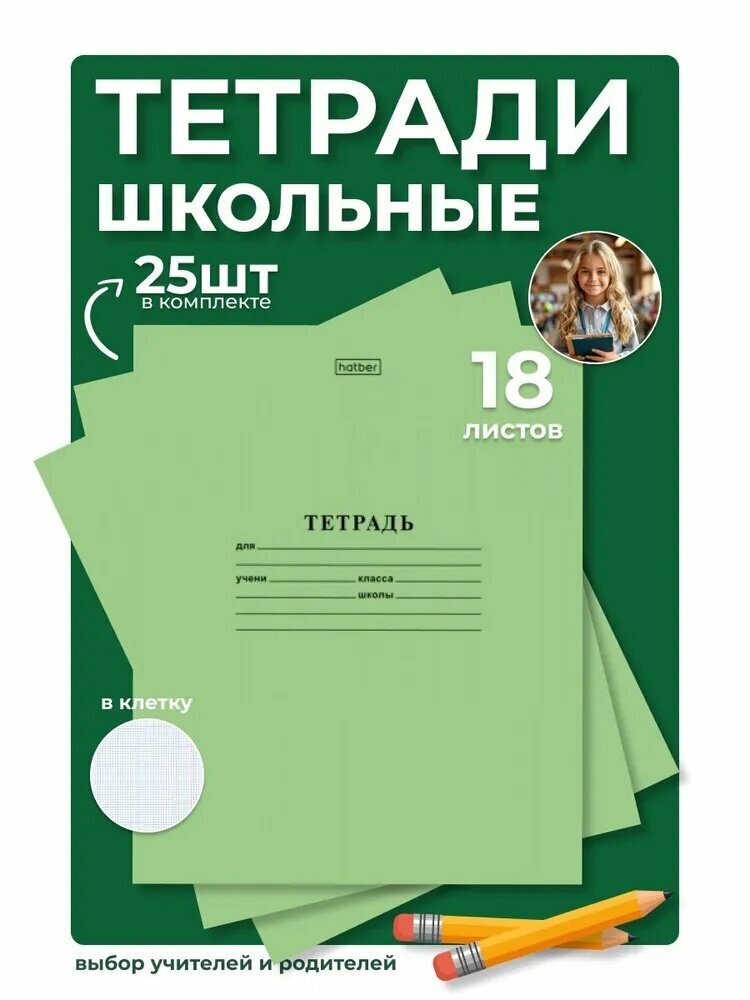 Набор тетрадей, 25 шт, листов: 18