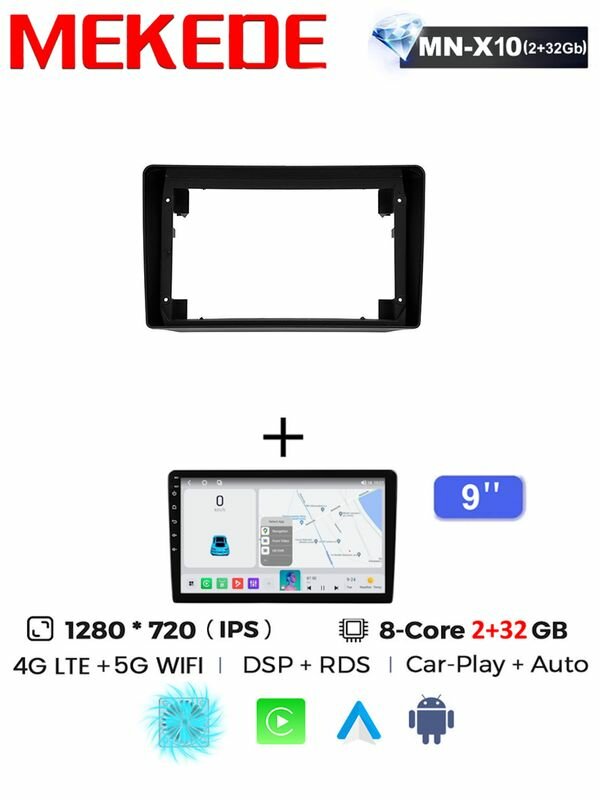 Магнитола 9" Mekede MN X10 Pro 2/32 Gb Dodge Ram 4 DJ DS 2018 F1 0 din carplay
